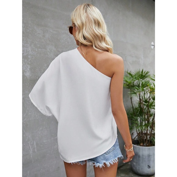 WILA | Tops | Minimalist Boho One Shoulder Batwing Sleeve Blouse | Poshmark